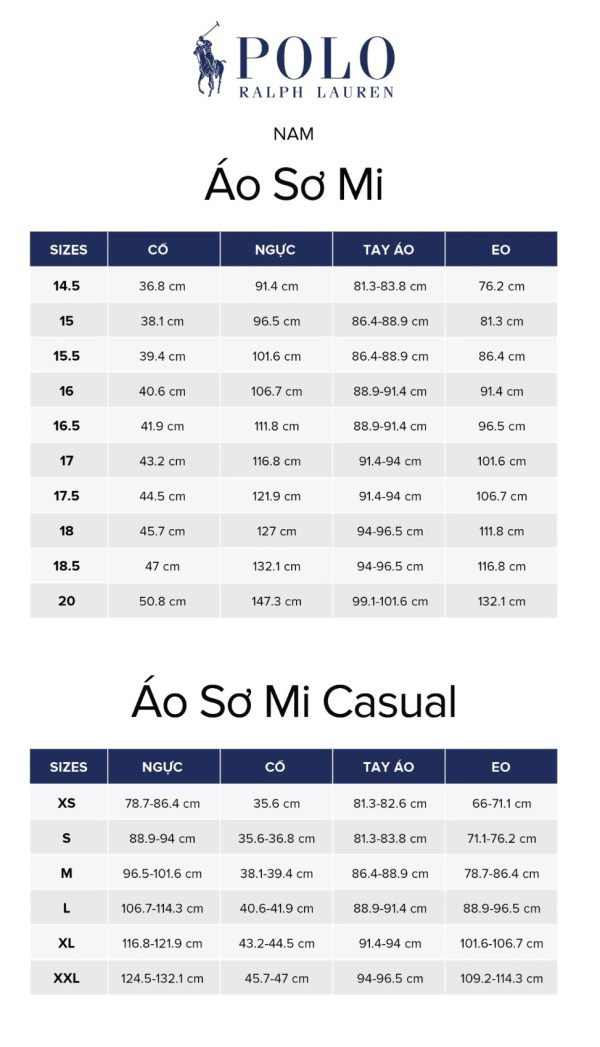 Size Chart Polo Ralph Lauren - DBG Authentic